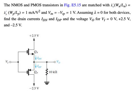 Solved The Nmos And Pmos Transistors In Fig E5 15 Are