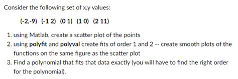 Solved Consider The Following Set Of Xy Values 2 9