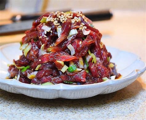 육회양념 만드는법 한우육회 부위 양념장 뭉티기소스 육사시미 생고기 만들기 네이버 블로그