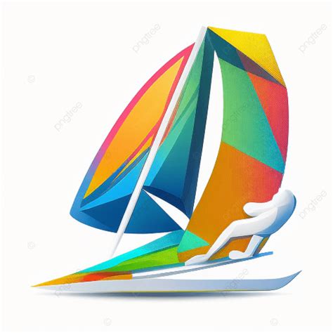一艘彩色帆船的動畫 白色背景上風帆衝浪者的簡單彩色圖標 沒有陰影 小框架居中png去背圖片素材免費下載，免摳圖設計圖案下載 Pngtree