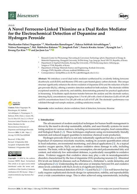 Pdf A Novel Ferrocene Linked Thionine As A Dual Redox Mediator For