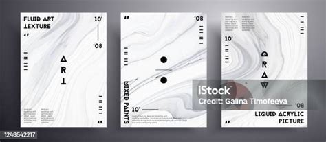 Poster Vektor Abstrak Paket Tekstur Penutup Seni Cairan Latar Belakang