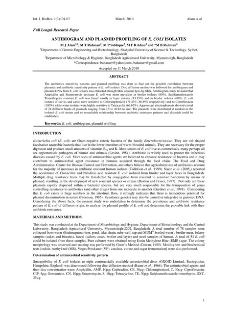 Pdf Antibiogram And Plasmid Profile Of Li Isolates
