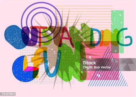 Risograph 완벽해요 기하학적 모양의 재미있는 단어 트렌디한 리소 그래프 디자인의 오브제 개념에 대한 스톡 벡터 아트 및