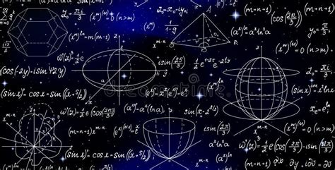Scientific Math Endless Texture With Formulas On A Starry Space Sky Stock Vector Illustration