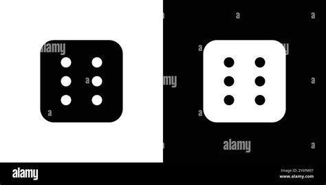 Dice Six Icon Set In Thin Line Outline Style And Linear Vector Sign