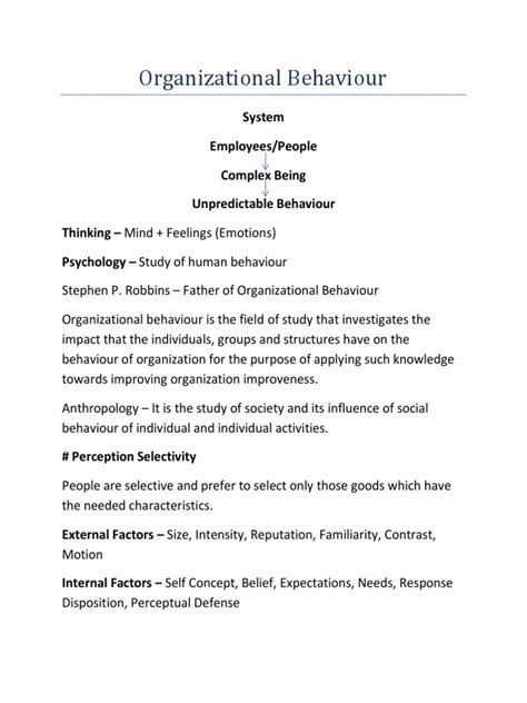 Organizational Behaviour Chapter 1 Pdf Perception Behavior