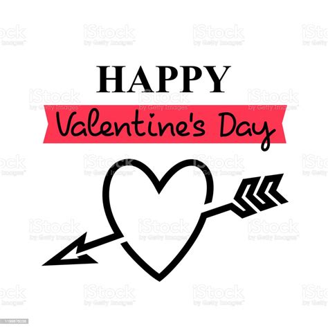 심장 화살표 패턴과 행복 발렌타인 데이 텍스트의 타이포그래피와 발렌타인 데이 배경 화면 전단지 초대장 포스터 브로셔 배너 벡터 그림입니다 흰색 배경에 격리 0명에 대한 스톡