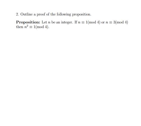 Solved 2 Outline A Proof Of The Following Proposition