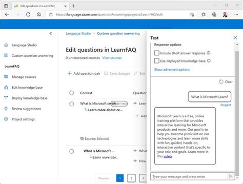 test and publish a knowledge base learn microsoft docs learning