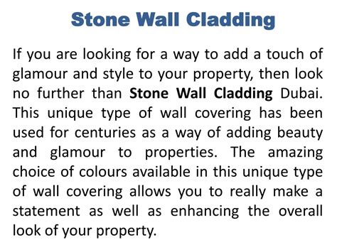 Ppt Stone Wall Cladding Powerpoint Presentation Free Download Id