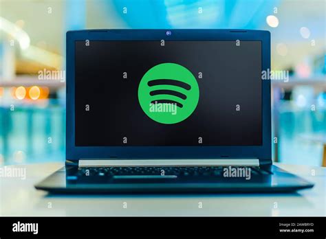 Poznan Pol Jan Laptop Computer Displaying Logo Of Spotify