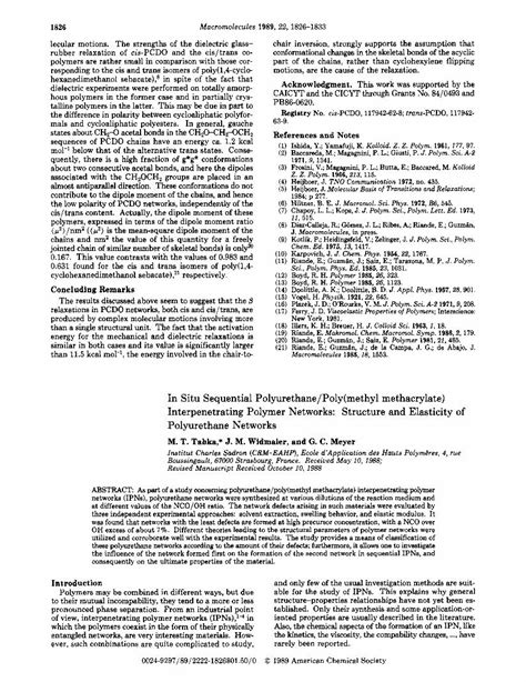 Pdf In Situ Sequential Polyurethane Poly Methyl Methacrylate Interpenetrating Polymer