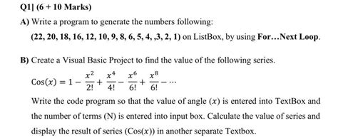 Solved Q Marks A Write A Program To Generate The Chegg