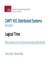 Cmpt431 12 Logical Time Pdf CMPT 431 Distributed Systems Fall 2019