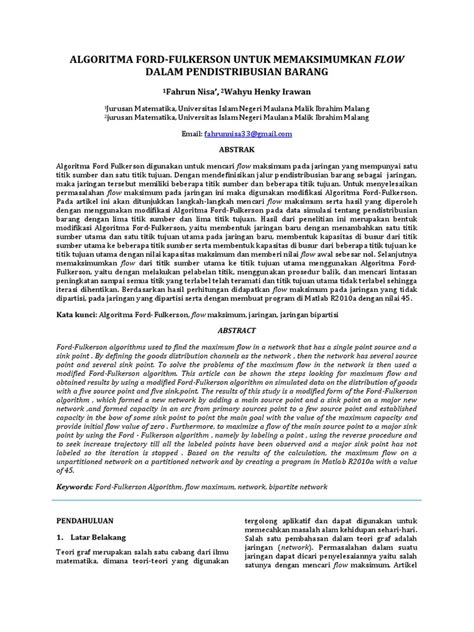Algoritma Ford Fulkerson Untuk Memaksimumkan Flow Pdf