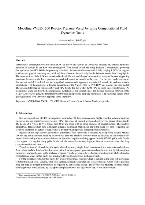 pdf modeling vver 1200 reactor pressure vessel by using computational