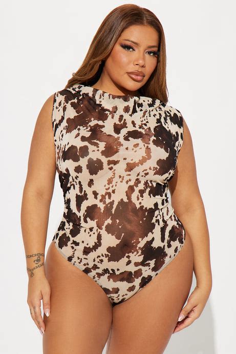 lasso up mesh bodysuit brown combo fashion nova