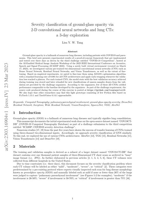 Pdf Severity Classification Of Ground Glass Opacity Via 2 D