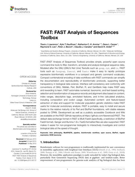 Pdf Fast Fast Analysis Of Sequences Toolbox