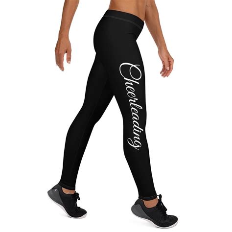 Cheerleading Script Leggings Black And White Etsy Cheerleading Script Leggings Black And White Etsy