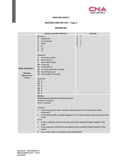 gabarito midterm written test type a answer key pdf