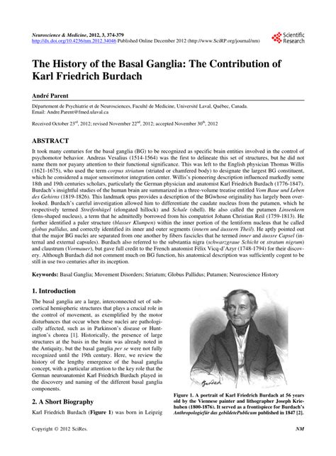 Pdf The History Of The Basal Ganglia The Contribution Of Karl