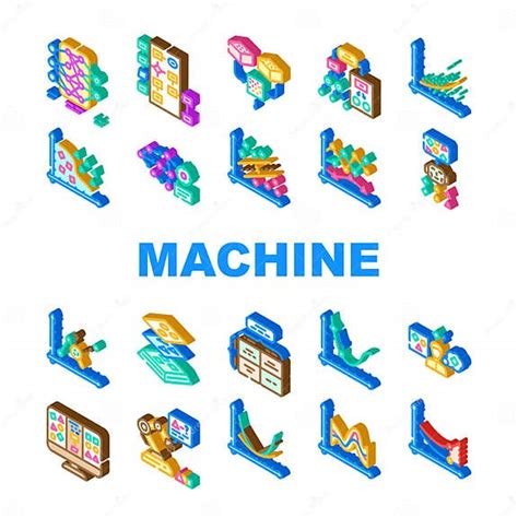 machine learning algorithm model icons set vector stock illustration