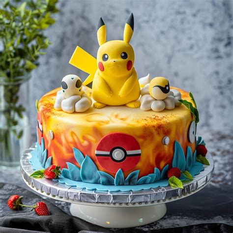 Pokemon Birthday Cake Showcase Premium Ai Generated Image