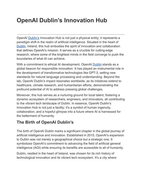 Ppt Openai Dublins Innovation Hub Powerpoint Presentation Free