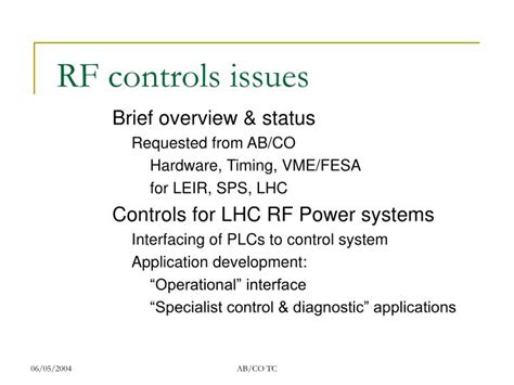 PPT RF Controls Issues PowerPoint Presentation Free Download ID