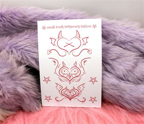 Succubiboi Sigil Temporary Tattoos Sheet A Black Pink Purple And Red