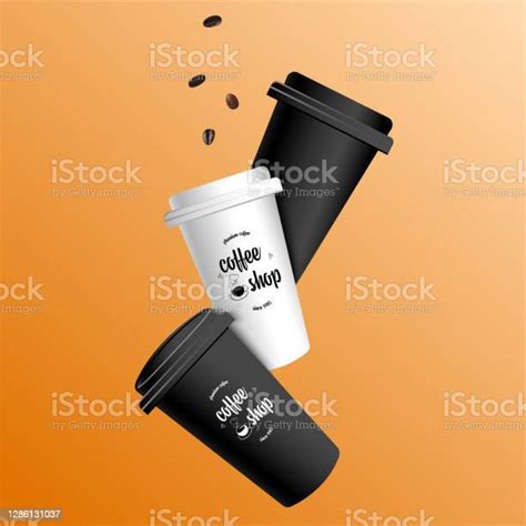 브랜딩을 위한 음료 패키지 모형 디자인 흑백 커피 일회용 컵 뚜껑종이 커피 컵 모형 세 컵 현대 벡터 일러스트레이션 0명에 대한 스톡 벡터 아트 및 기타 이미지 Istock
