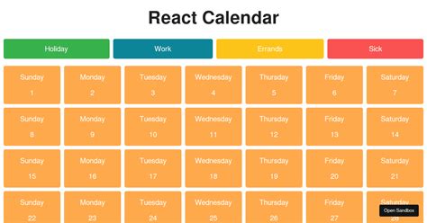 React Calendar Codesandbox