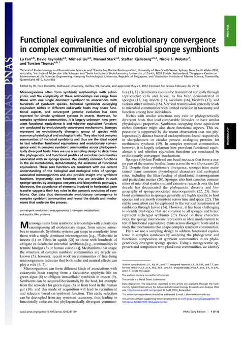 Pdf Functional Equivalence And Evolutionary Convergence In Complex Communities Of Microbial