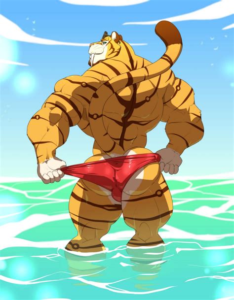 Rule 34 2018 Anthro Back Muscles Brown Stripes Caleb Floofninja Clothed Clothing Deltoids