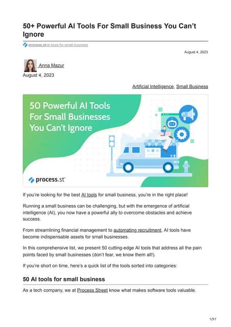 50 Powerful Ai Tools For Small Business You Cant Ignorepdf Computer