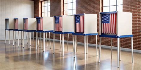 Voting Privacy Booths At Empty Polling Station On Usa Election Day