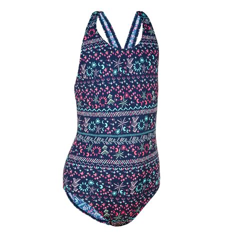 Girls Basic 1 Piece Swimsuit Luna Blue Decathlon