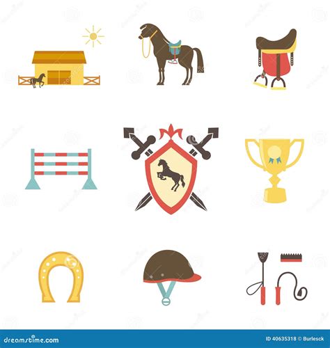 Ícones Do Cavalo E Do Cavaleiro No Estilo Liso Ilustração Do Vetor