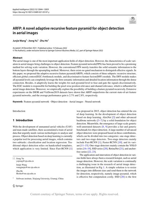 Arfp A Novel Adaptive Recursive Feature Pyramid For Object Detection