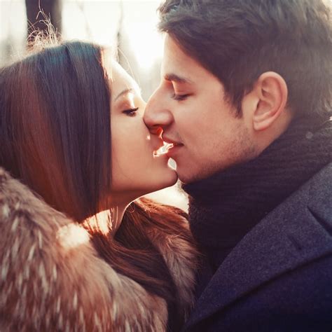 Free Photo Close Up Of Lovers Kissing