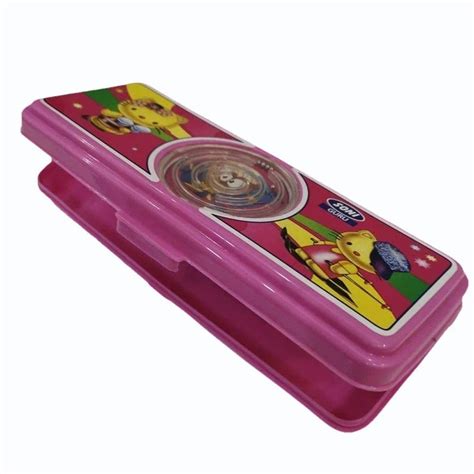 Pink Player Plastic Pencil Box At 14 Piece Plastic Pencil Box In