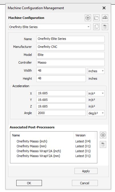 Machine Configuration Management Acceleration Vectric 125 Values