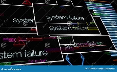 Abstract Animaion Of Warning Notifications All Over The Screen With Interference Digital System