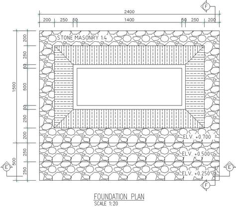 Stone Masonry Foundation Plan In Autocad Dwg File Cadbull