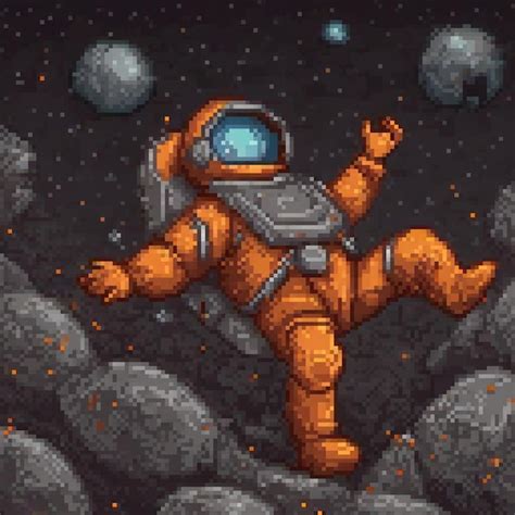 Pixel Art Astronaut Moonwalking Premium Ai Generated Image