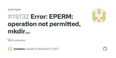 Error Eperm Operation Not Permitted Mkdir Cusersowners · Issue