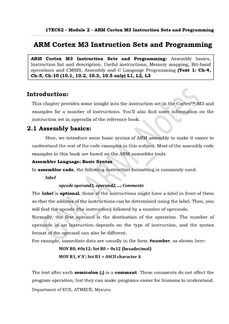 module 2 instructons set of arm cortex m3 microcontrollers pdf