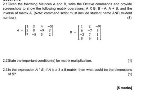 [solved] 2 1given the following matrices a and b solutioninn